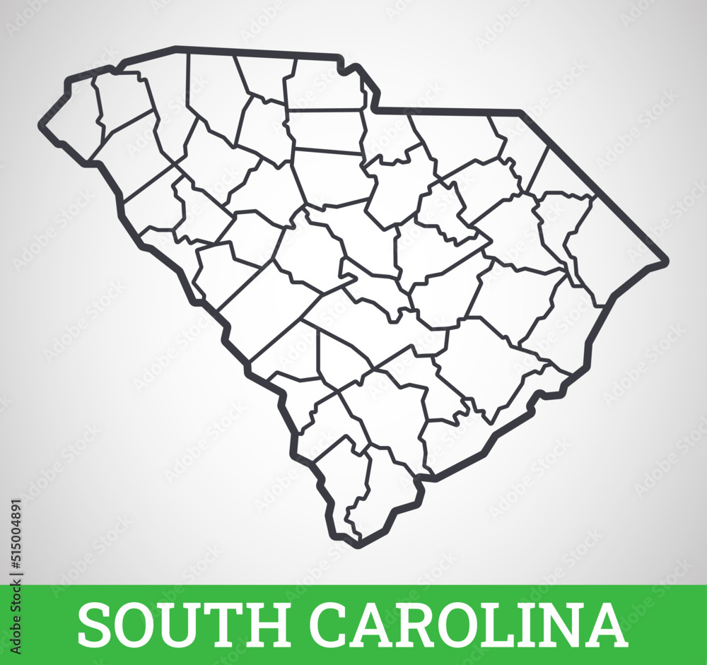 Simple outline map of South Carolina, America. Vector graphic ...