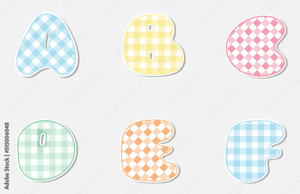 Patchwork hand drawn textile font. Cute textile font for scrapbook or ...