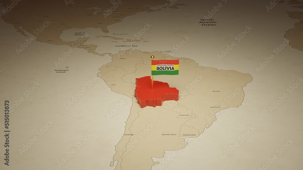 Celebrate Independence Day with 3d rendering flag and map of Bolivia ...