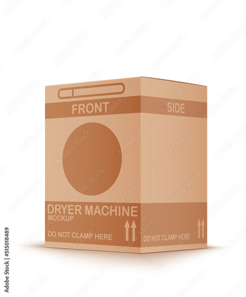 3d Cardboard Dryer Machine Box. Eco Friendly Carton Package. Vector ...