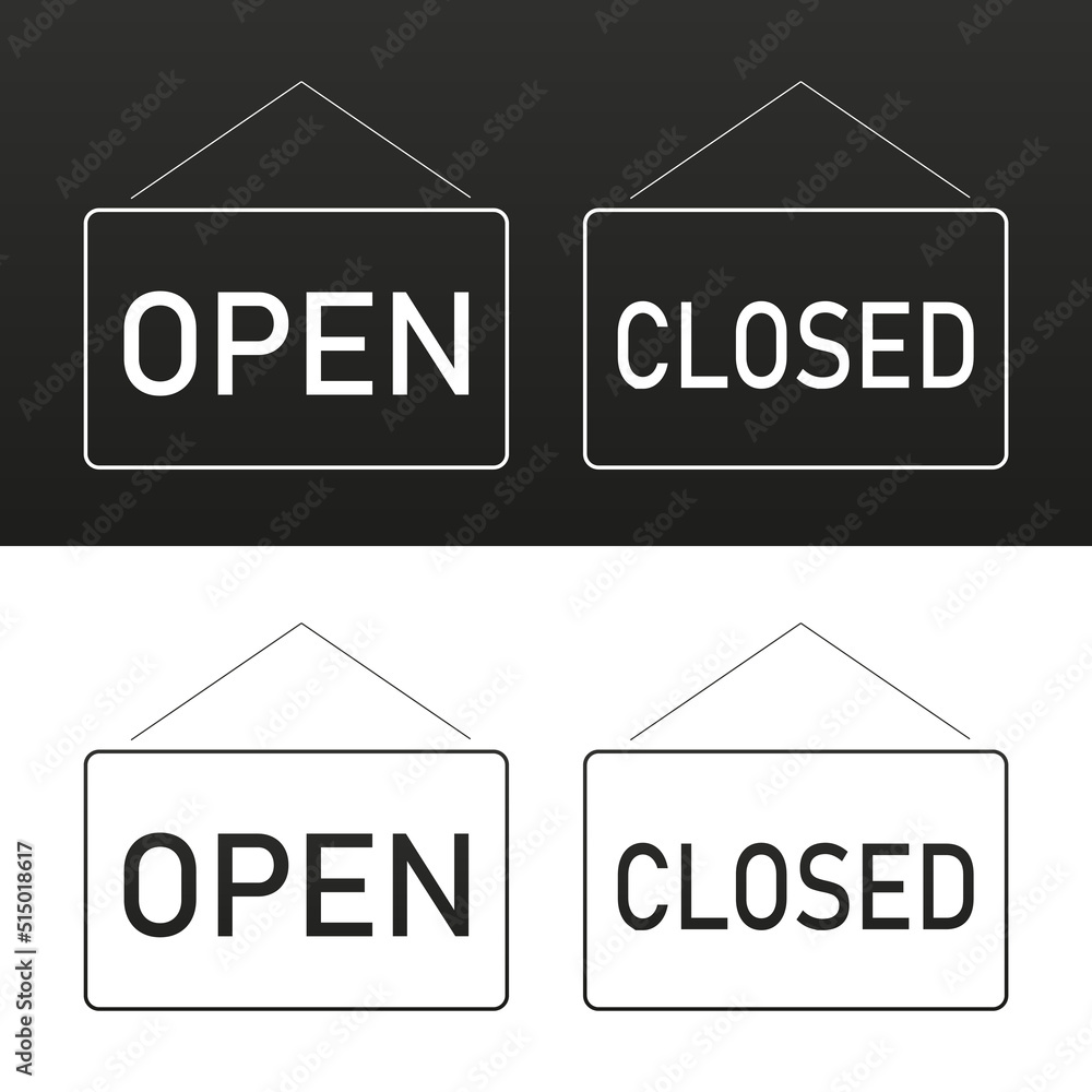 Signs open closed in vintage style. Vector illustration. stock image ...