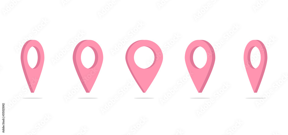 3d pink pins. Business, icon set. sign symbol. Vector illustration ...