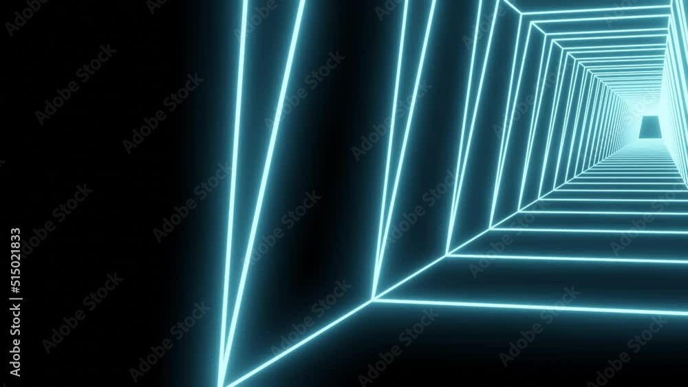 3d animation - abstract background, neon light beam, flight forward ...