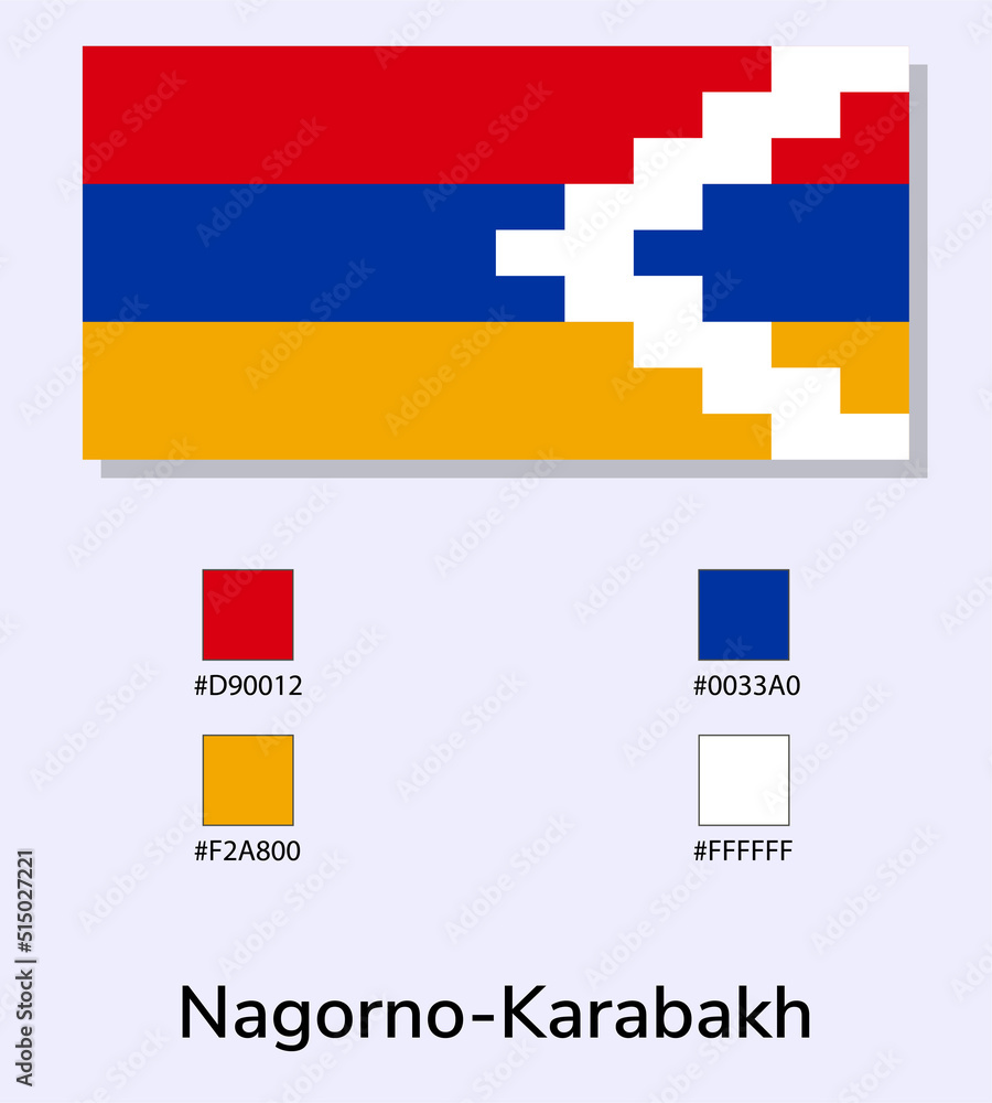 Vector Illustration of Nagorno-Karabakh flag isolated on light blue background. Illustration ...