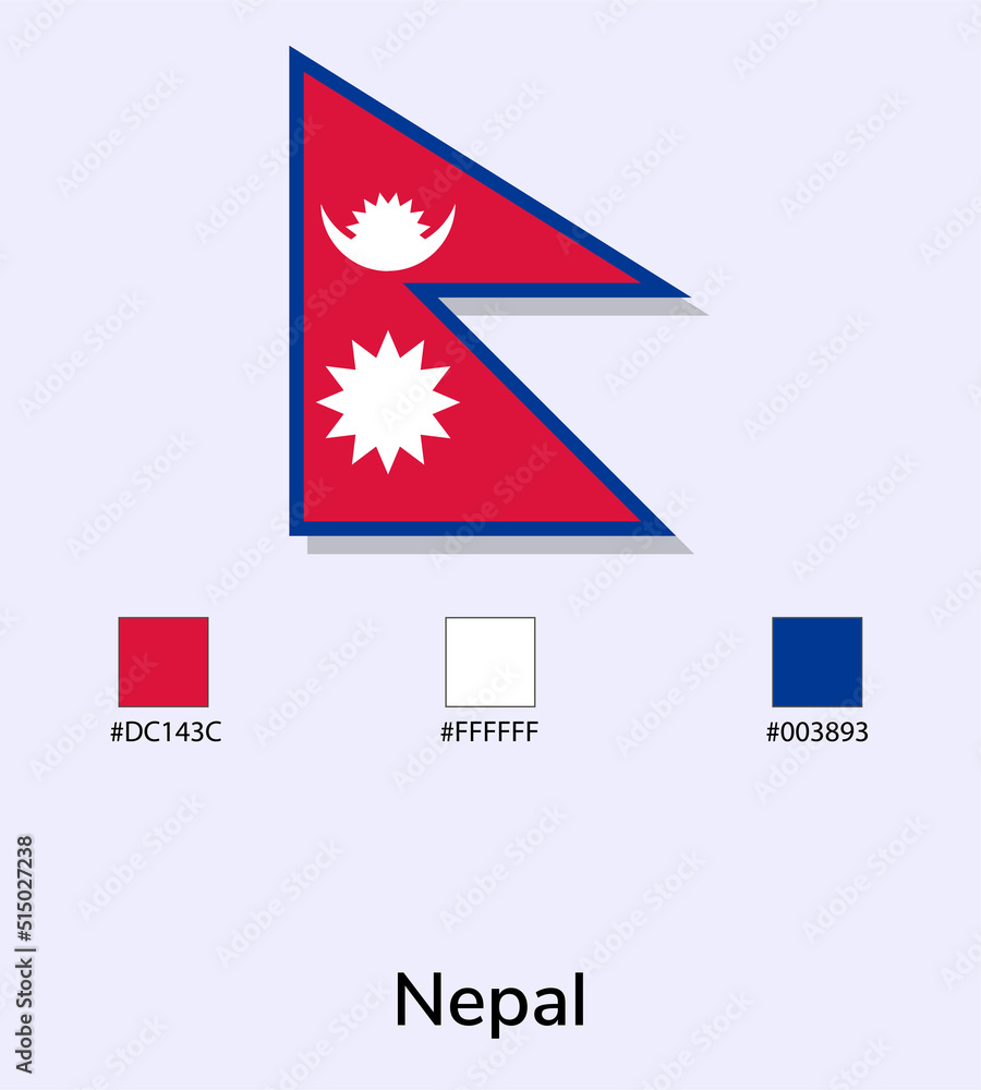Vector Illustration of Nepal flag isolated on light blue background ...