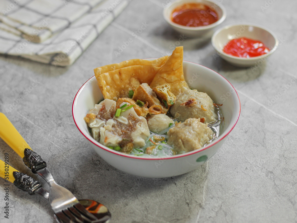 Bakso or baso is an Indonesian meatball, Its texture is similar to the ...