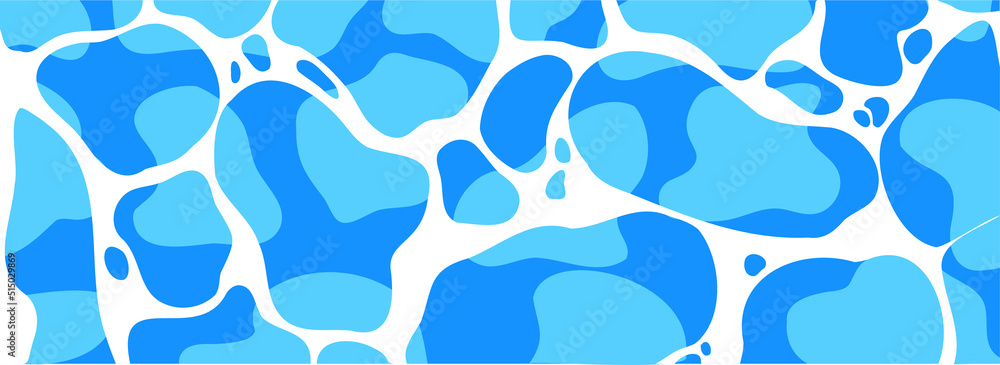 Abstract Blue Waves Background. Modern flat cartoon design of beach or ...