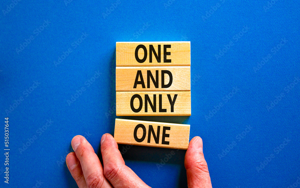 One and only one symbol. Concept words One and only one on wooden ...