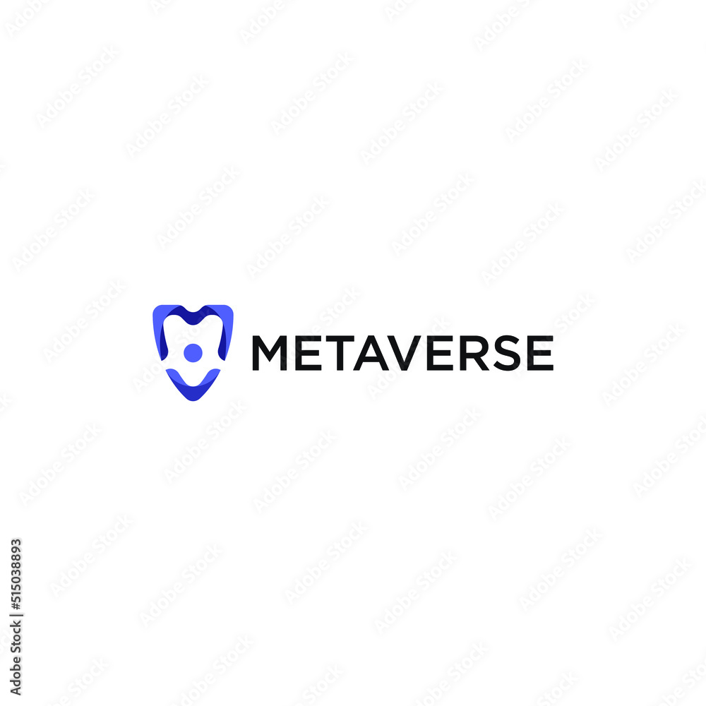 Metaverse logo with abstract letter M logo and shield shape vector ...