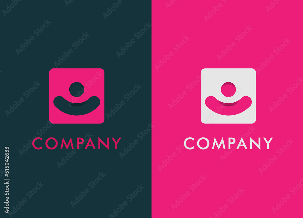 people icon isolated square background logo design template. usable ...