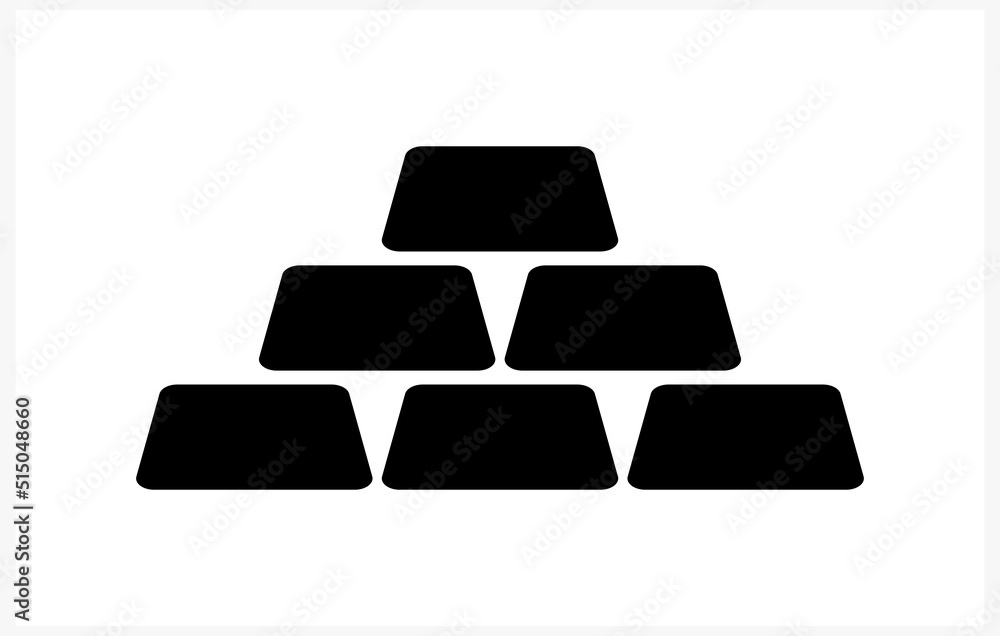 Gold bar symbol. Gold bullion icon. Stencil vector stock illustration ...