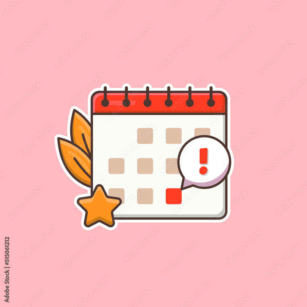 Cute cartoon calendar in vector illustration. Isolated vector object ...