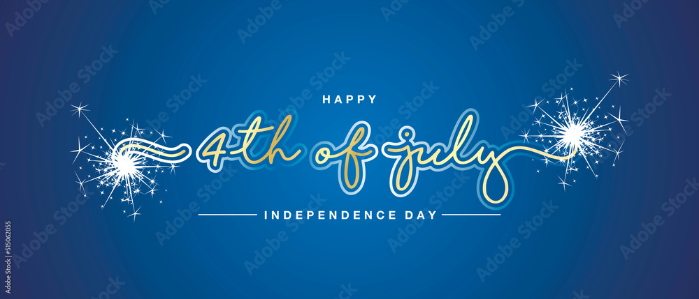 Happy 4th of July new beautiful gold handwritten lettering calligraphy ...