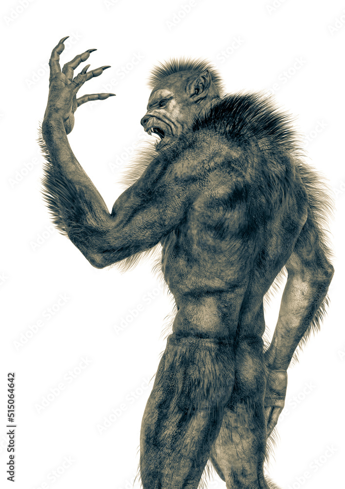 lycan monster is calling the pack in a white background Stock ...