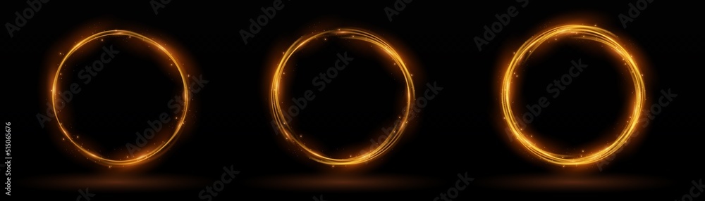 glow neon circle, ring orange flame, light swirl Stock Vector | Adobe Stock