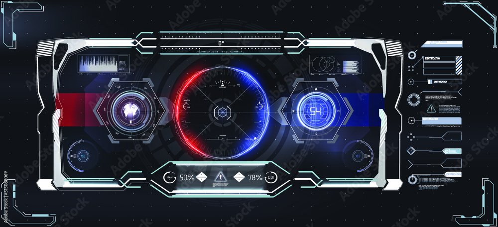 Vetor De Sci Fi Digital Interface Elements Hud For Game Ui Ux Kit Vr Icons Bar Labels And