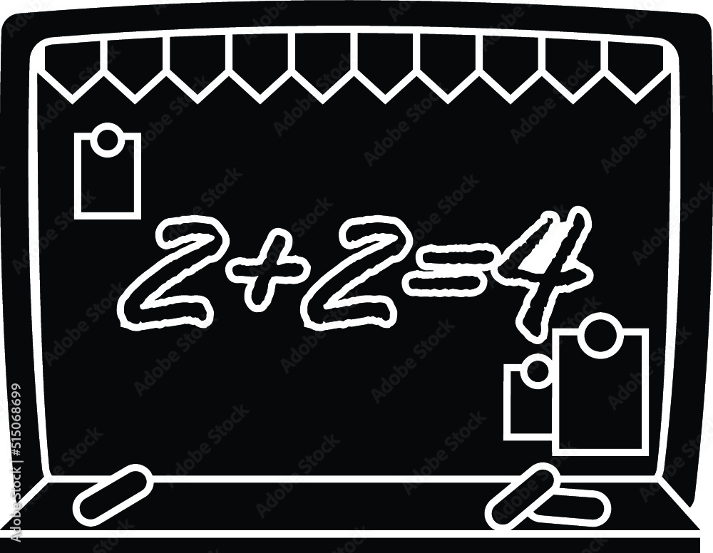 Black and White Cartoon Illustration Vector of a Black Chalk Board with ...