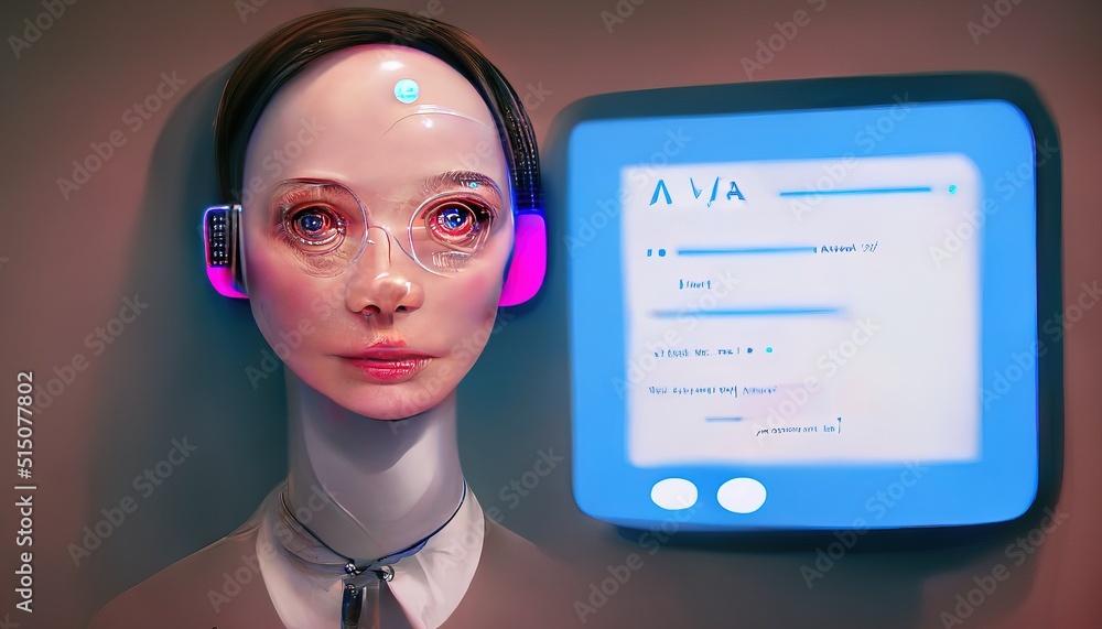 Virtual assistant artificial intelligence AI chatbot or cyborg robot ...