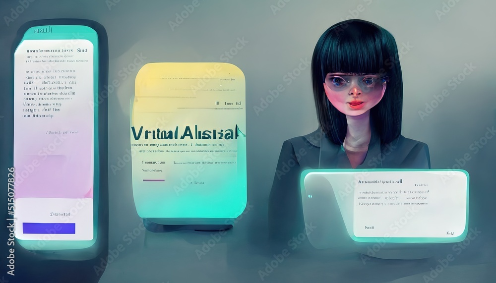 Virtual assistant artificial intelligence AI chatbot or cyborg robot ...