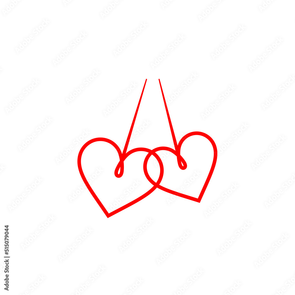 Icono de corazones rojos entrelazados Stock Illustration | Adobe Stock