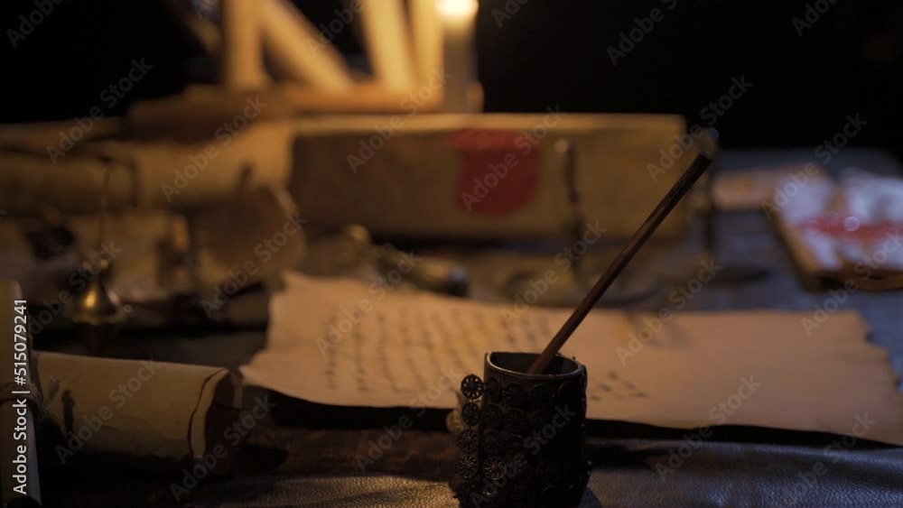 Writing with historical period items by candlelight. Writing with ...