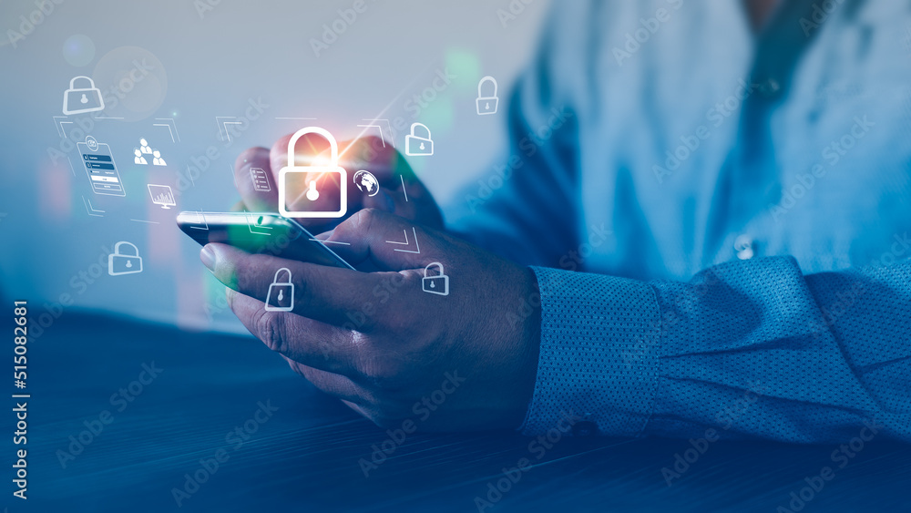 Concept of cyber security.secure access to user's personal information ...