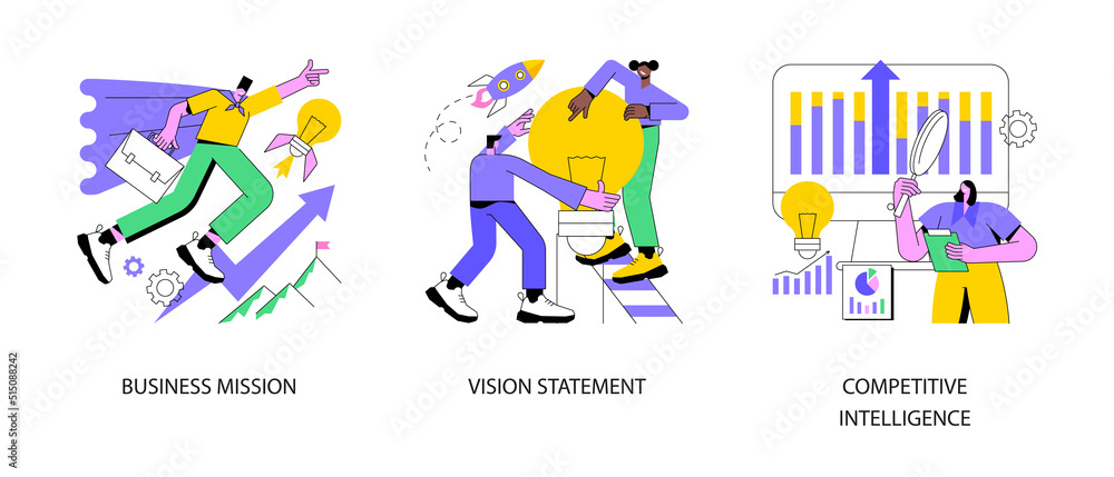 Strategic business planning abstract concept vector illustration set ...