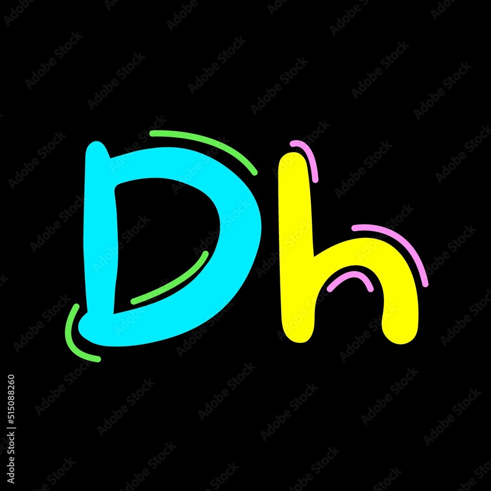 DH high quality doodle initials logo design with multi colours Stock ...