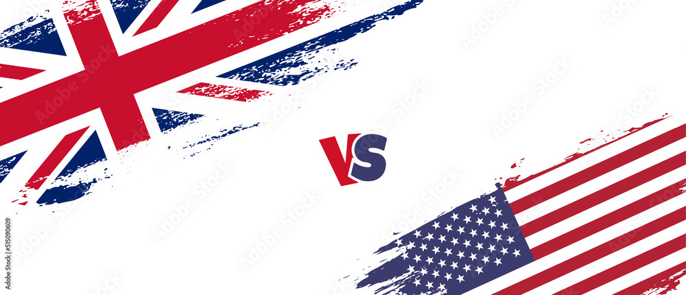 Creative United Kingdom vs United States of America brush flag ...