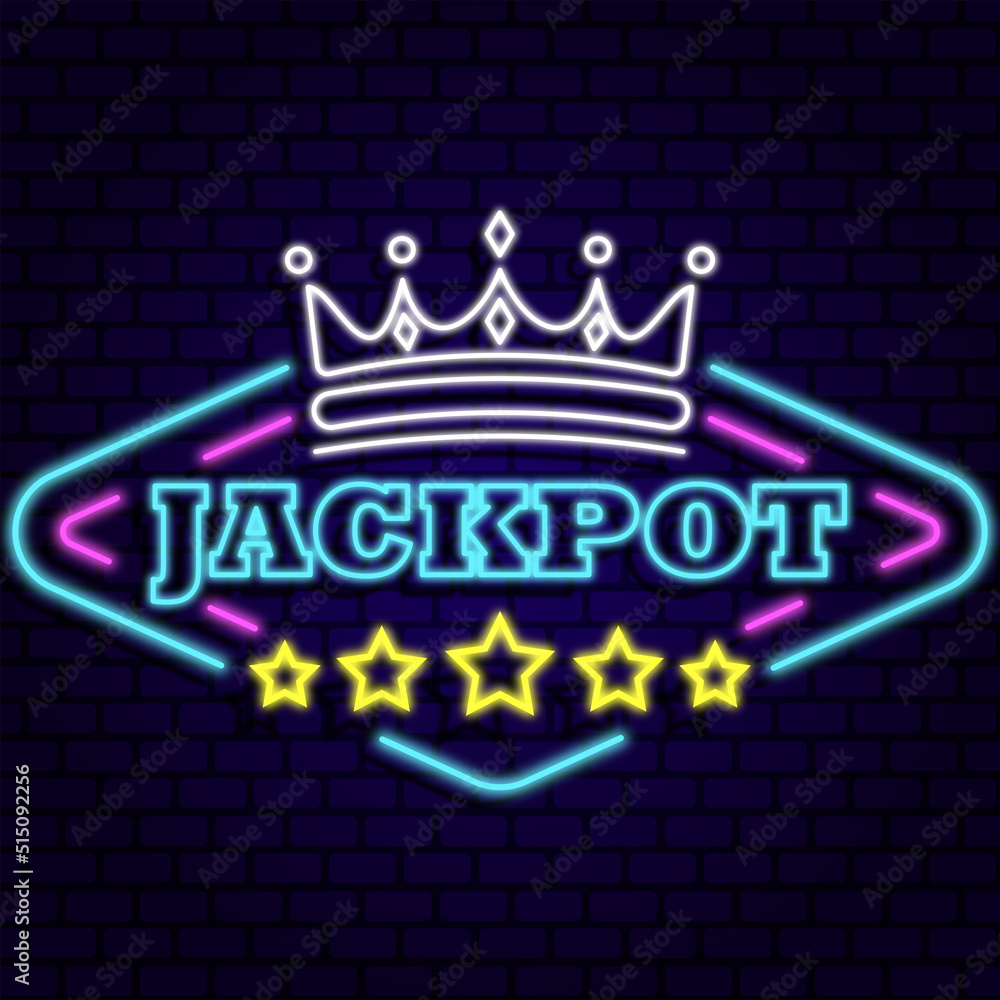 jackpot neon signs style glow effect logo typography lettering ...