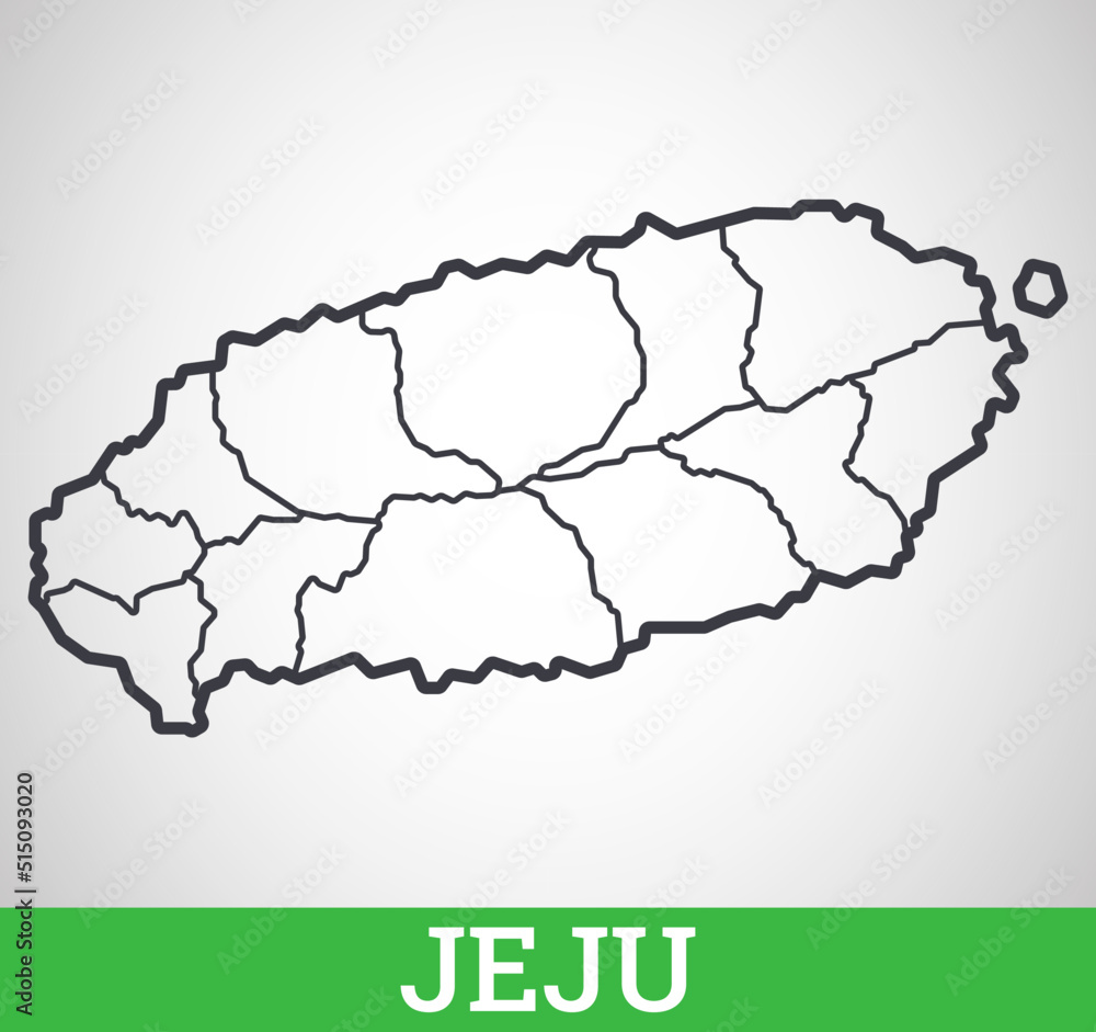 Simple outline map of Jeju, South Korea. Vector graphic illustration ...