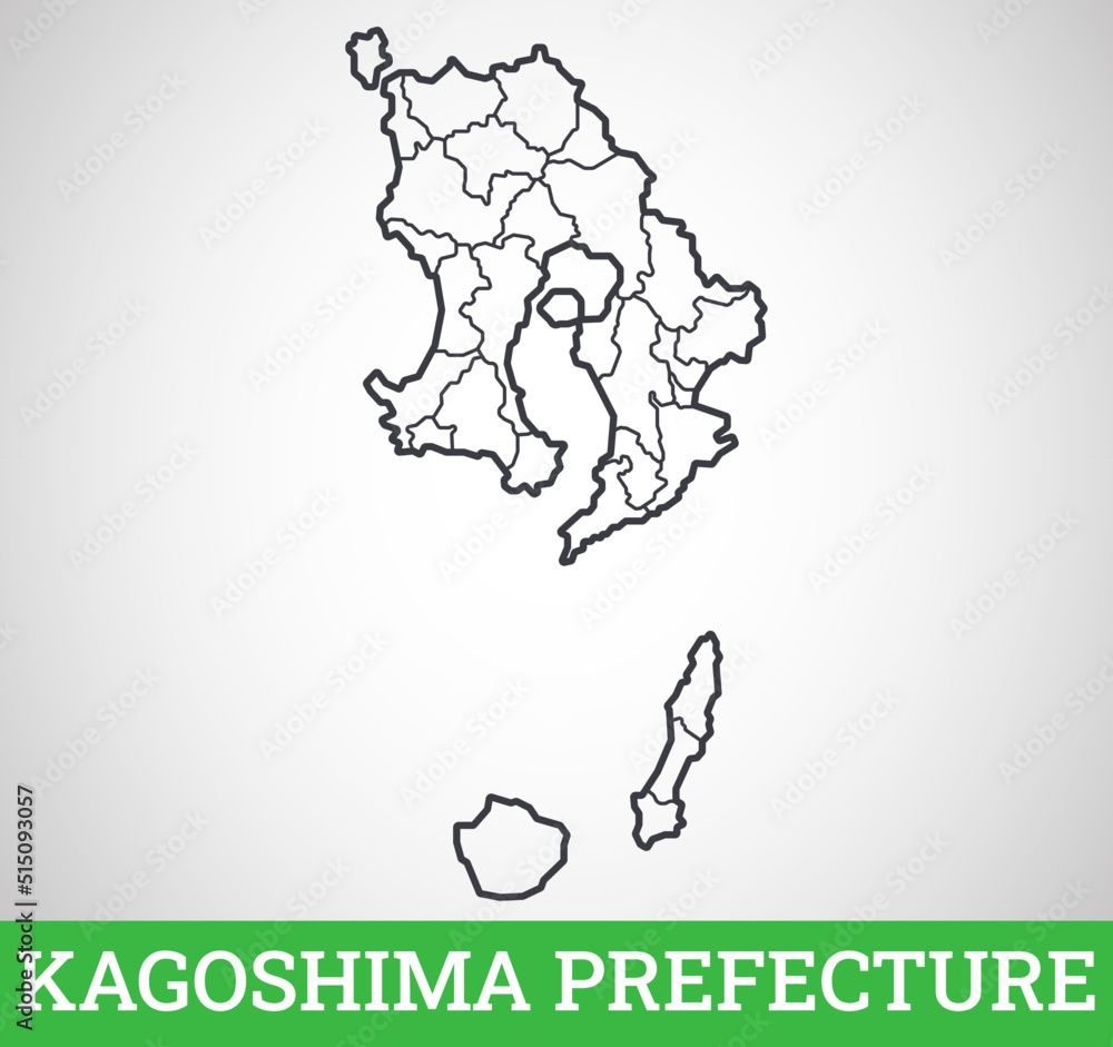 Vetor de Simple outline map of Kagoshima Prefecture, Japan. Vector ...