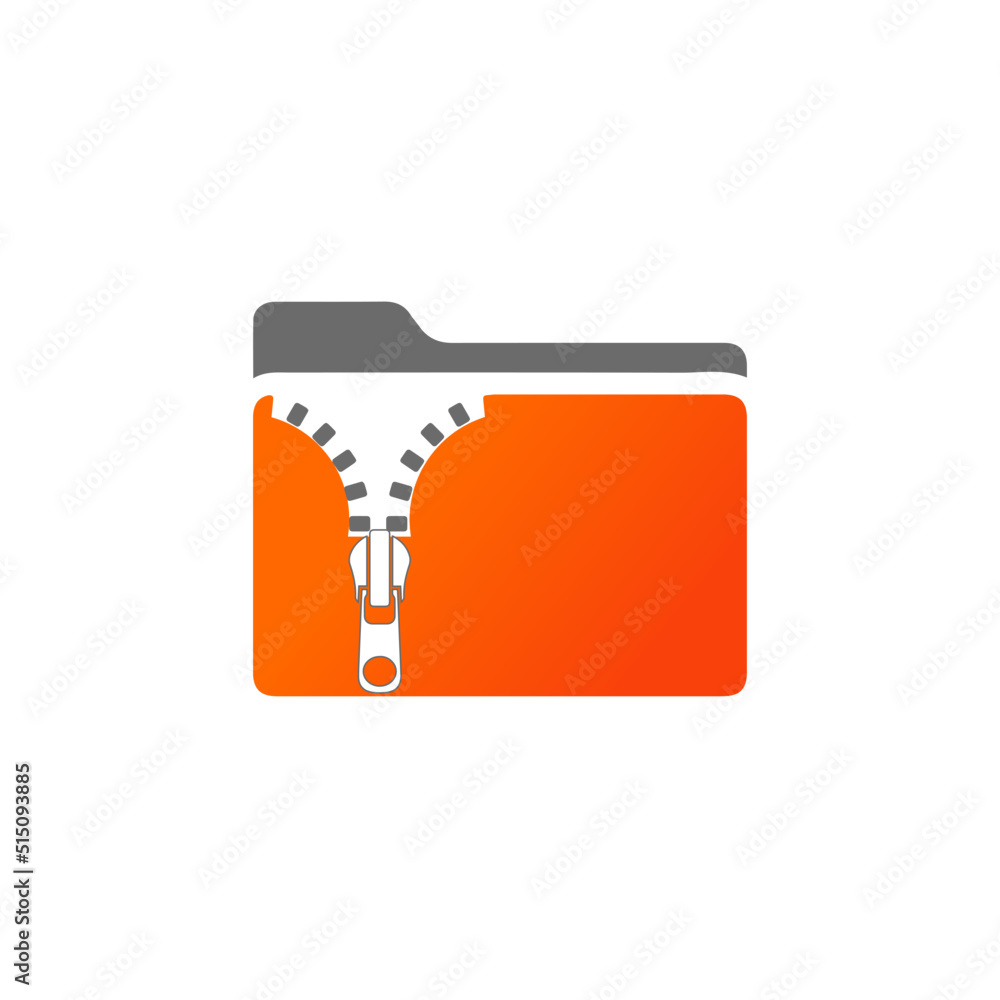 single zip folder icon. flate and filled outline , archive folder ...