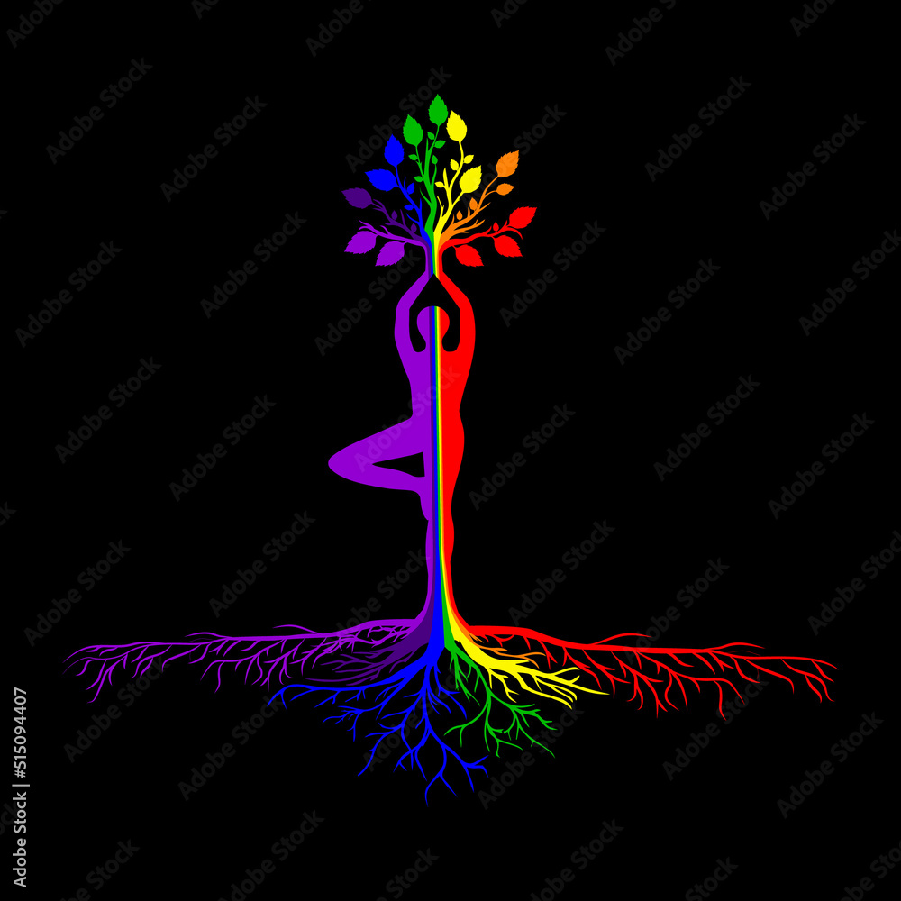 Woman Yoga pose with tree Graphic for T-Shirt Design , Poster, Mug ...