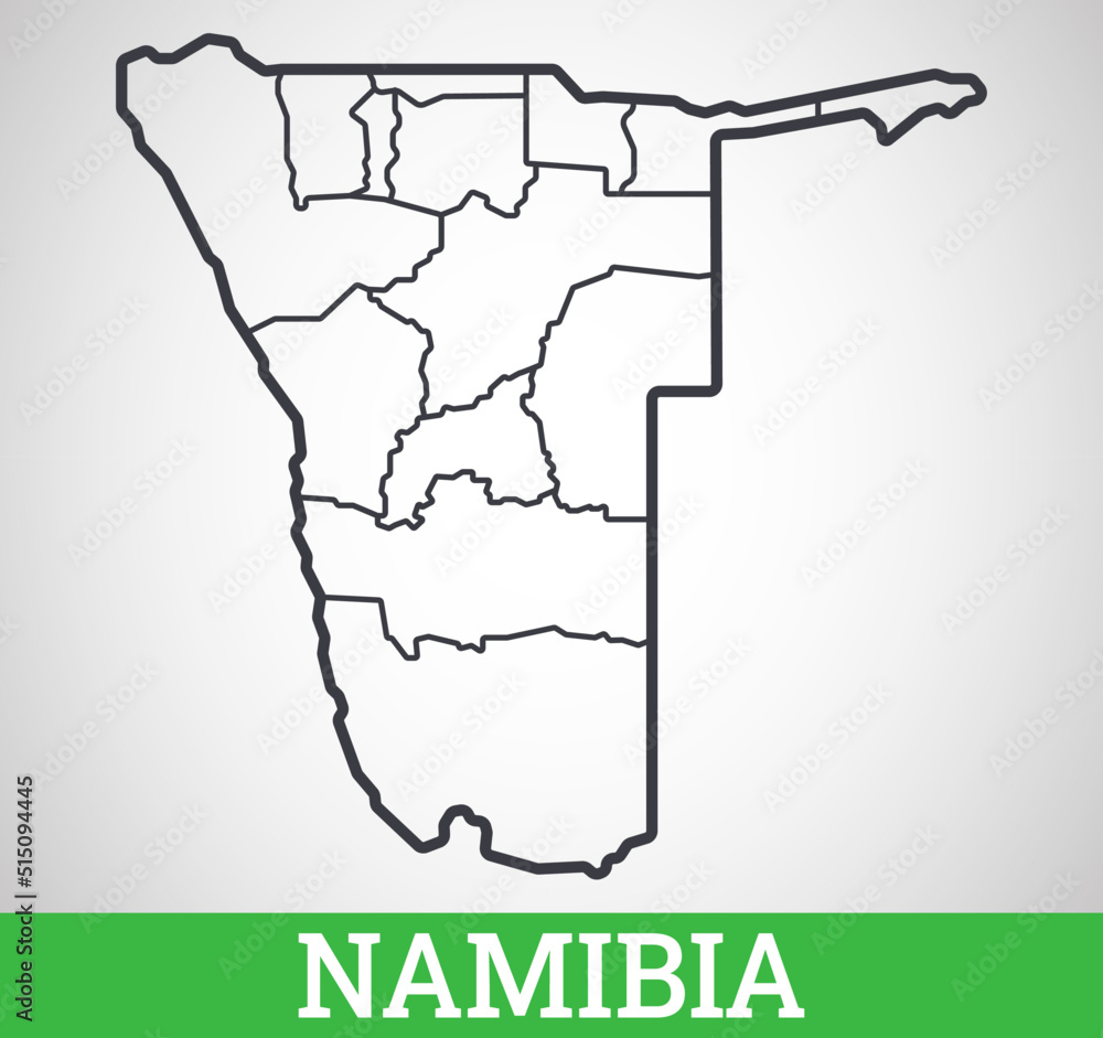 Simple outline map of Namibia. Vector graphic illustration. Stock ...
