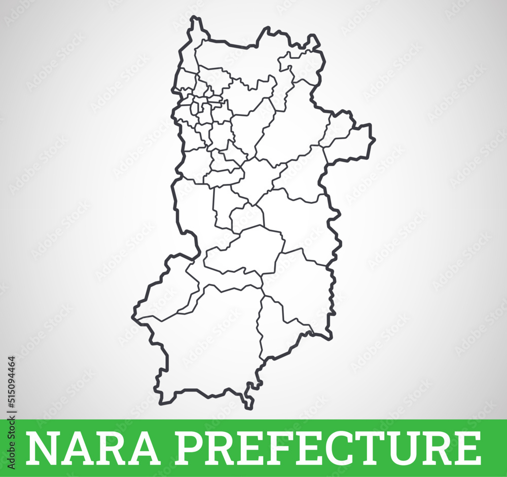 Simple outline map of Nara Prefecture, Japan. Vector graphic ...