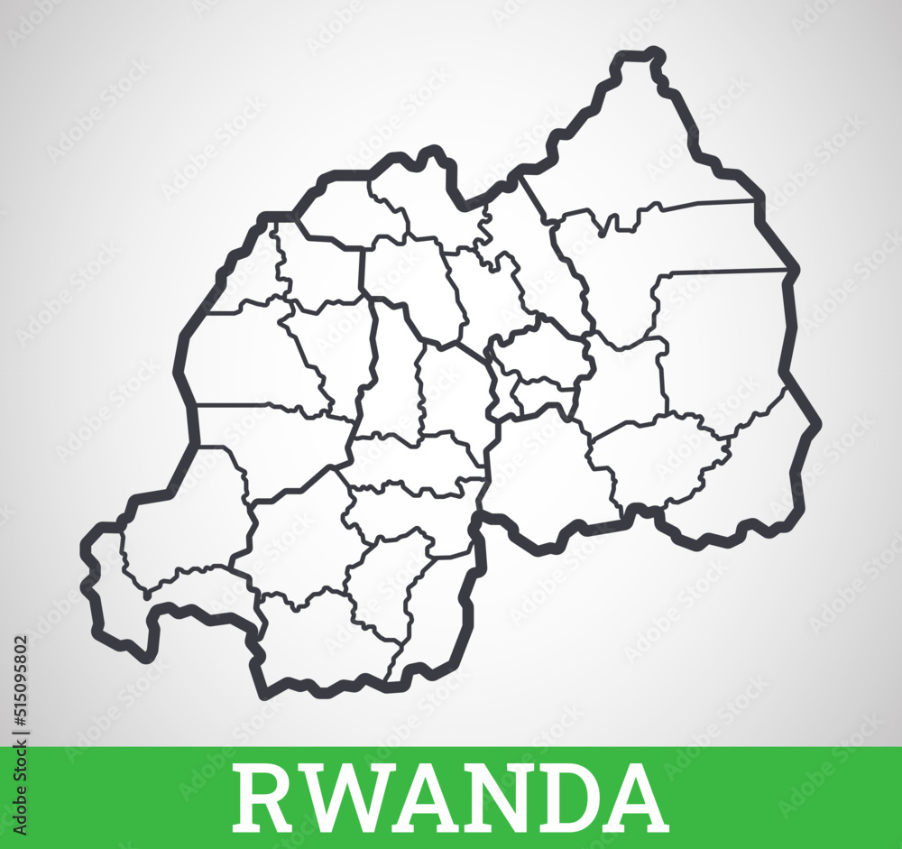 Simple outline map of Rwanda. Vector graphic illustration. Stock Vector ...