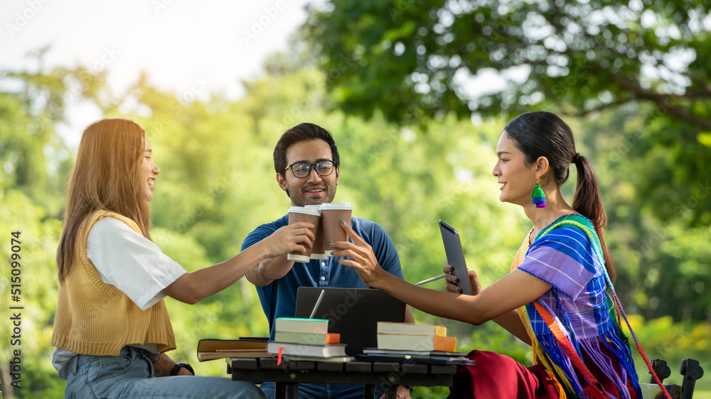 trust partnership.Young happy friend partner people Trust hand holding ...
