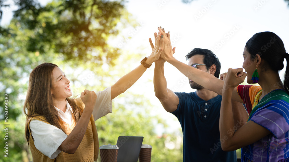 trust partnership.Young happy friend partner people Trust cheerful ...