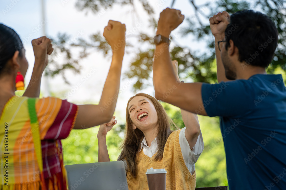 trust partnership.Young happy friend partner people Trust cheerful ...