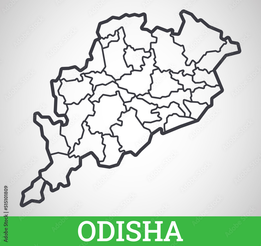 Simple outline map of Odisha, India. Vector graphic illustration. Stock ...