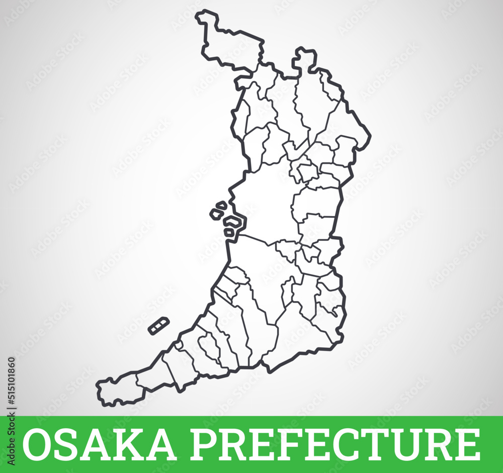 Simple outline map of Osaka Prefecture, Japan. Vector graphic ...