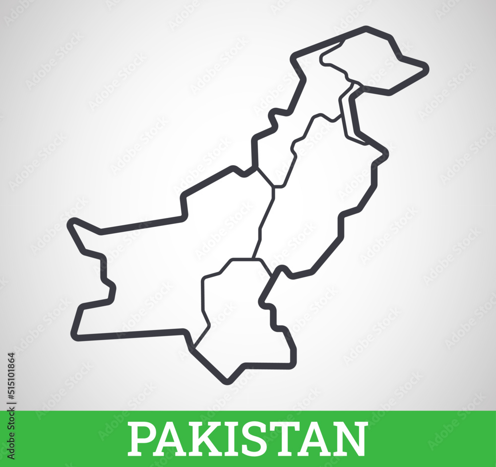 Simple outline map of Pakistan with provinces. Vector graphic illustration. Stock Vector | Adobe ...