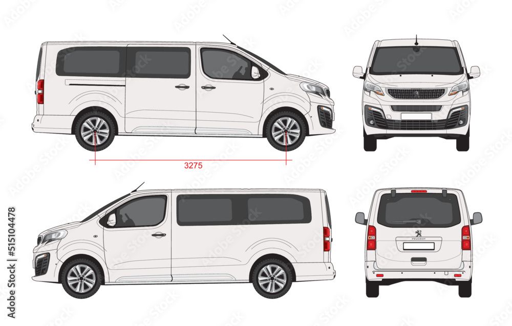 Peugeot Expert Traveller van vector template Stock Vector | Adobe Stock
