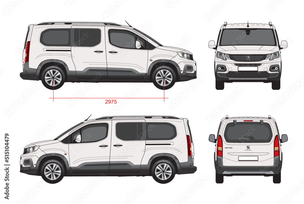 Peugeot Partner Rifter vector car template Stock Vector | Adobe Stock