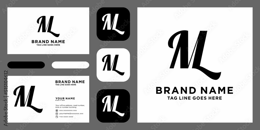 Minimalist abstract letter ML logo. This logo icon incorporate with ...