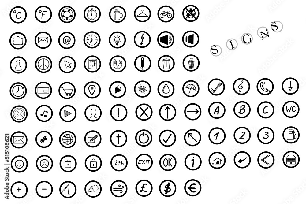 80 Zeichen Hinweise Signs - Alltag & Büro & Lifestyle - Sketchnotes ...