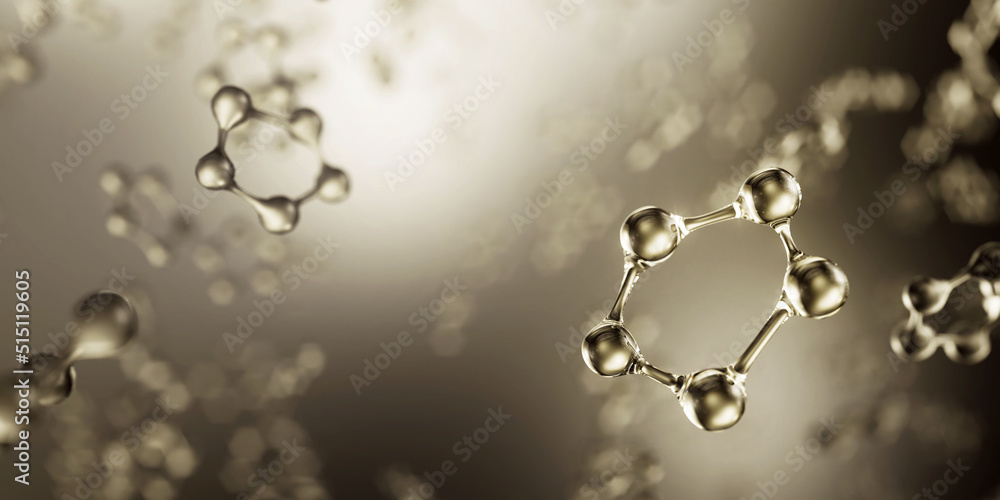 Oil Liquid Water molecules atom structure 3d render background Stock ...