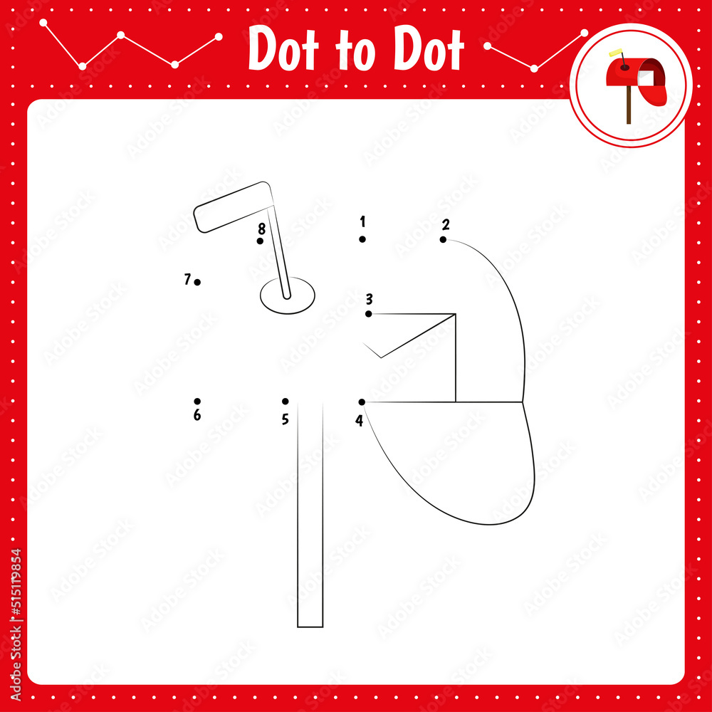 Connect the dots. Postbox. Dot to dot educational game. Coloring book ...