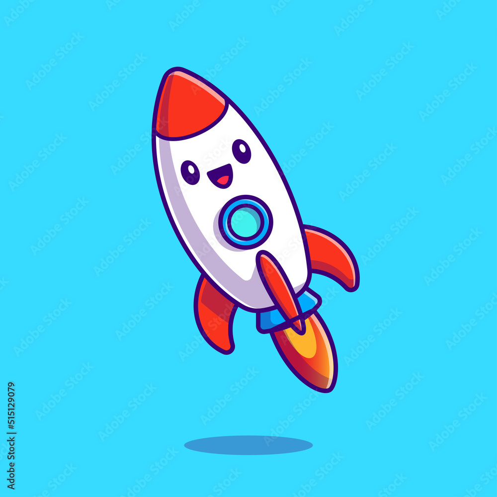 Cute Rocket Launching Cartoon Vector Icon Illustration. Air ...